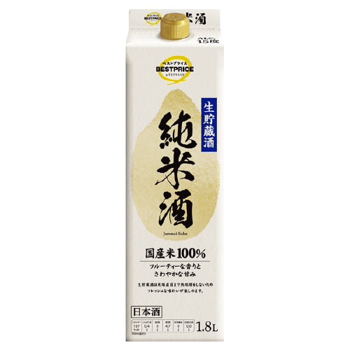 トップバリュ ベストプライス 純米酒 紙パック 15度 1800ml | イオン北海道のネットスーパー「ネットで楽宅便（らくたくびん）」